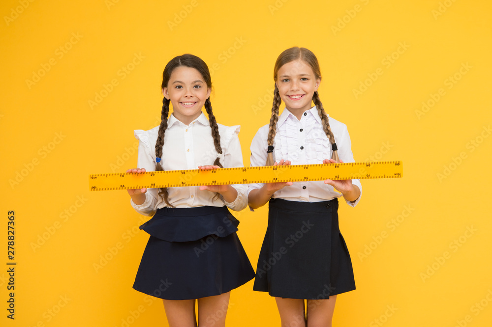 Measuring distance. Measuring equipment. Kids students study math ...