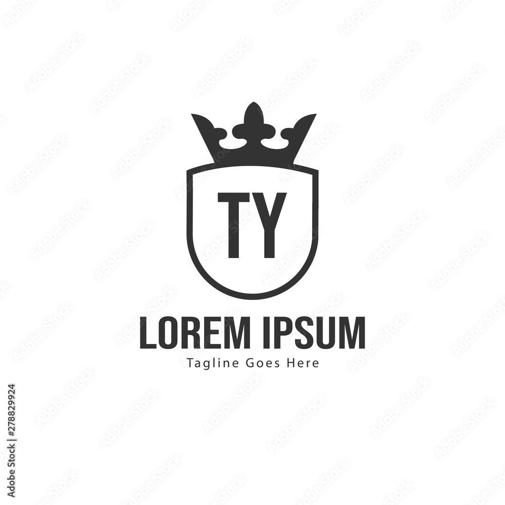 Initial TY logo template with modern frame. Minimalist TY letter logo ...