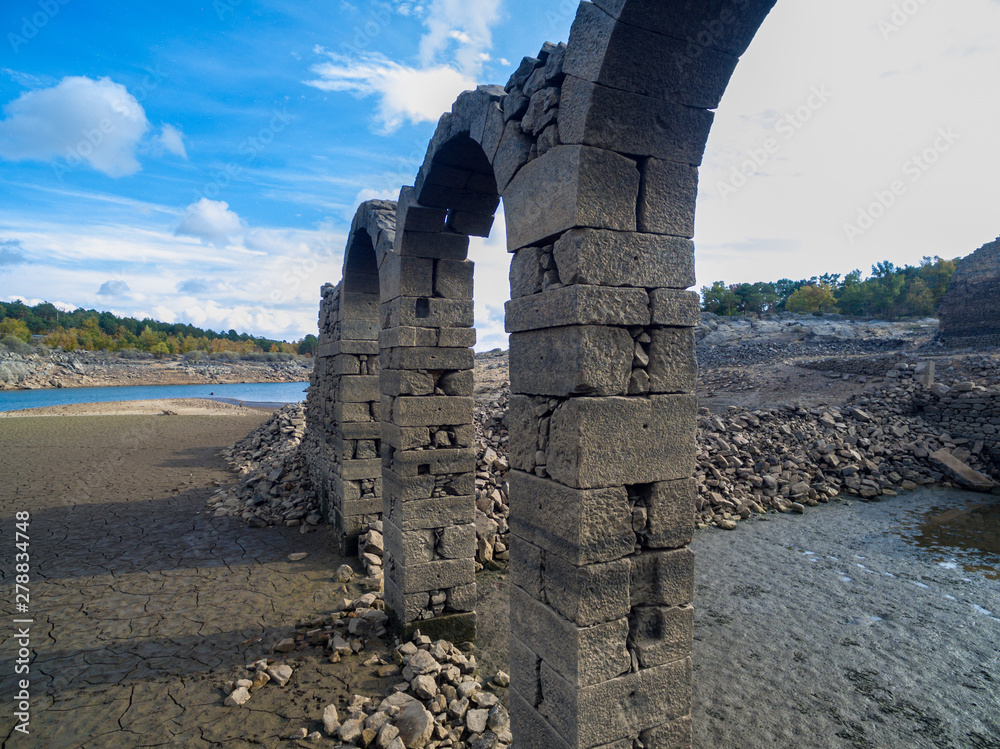Monastery in ruins of a village in a dry swamp la cuerda el pozo in the ...