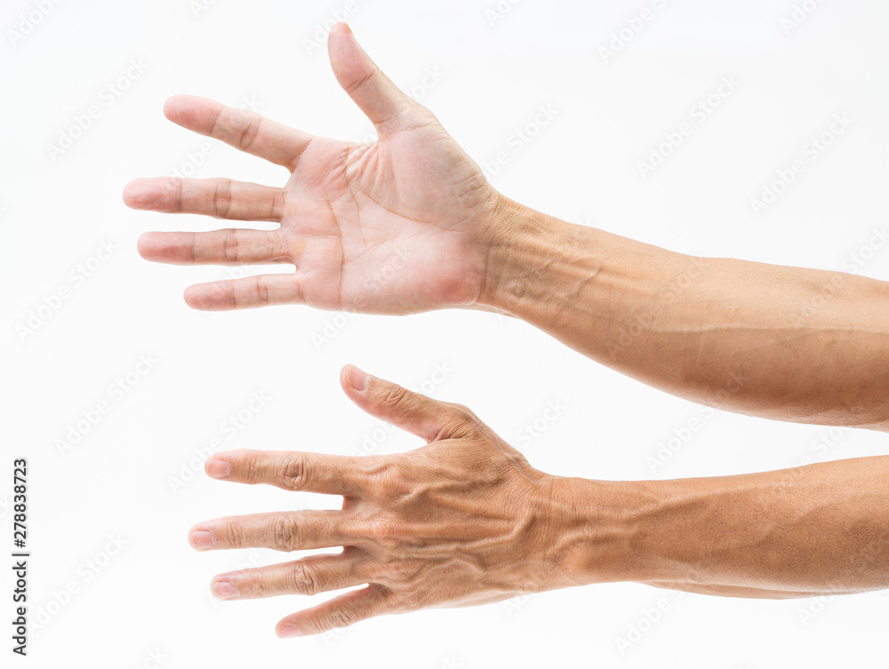 Asian man hand arm on white background Stock Photo | Adobe Stock