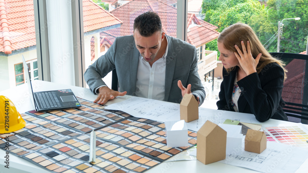 serius businessman architects people present blueprint drawing ...