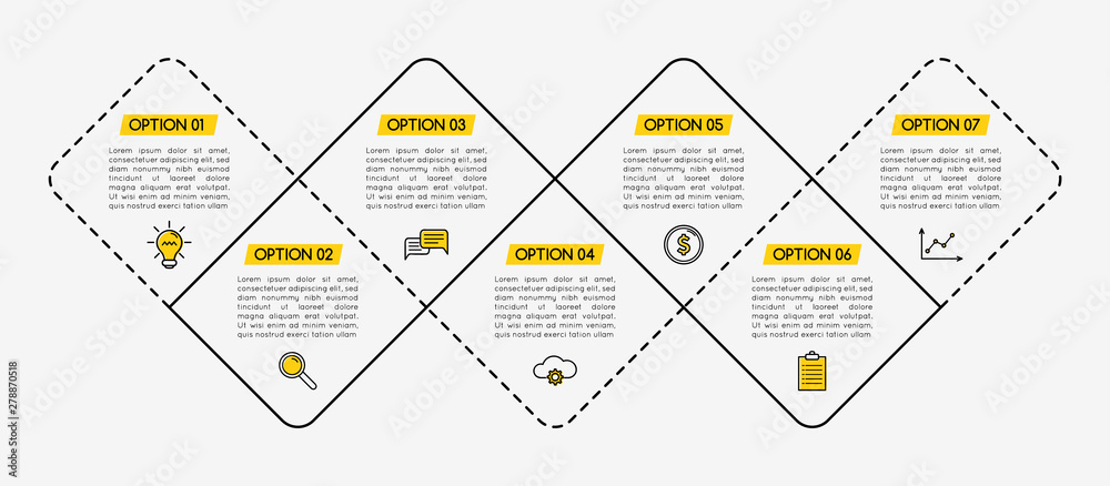 Infographic layout with 7 options. Vector Stock Vector | Adobe Stock