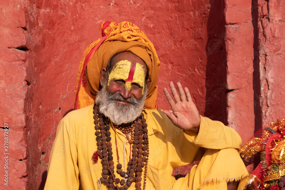 Sadhu men with traditional painted face in Pashupatinath Temple of ...