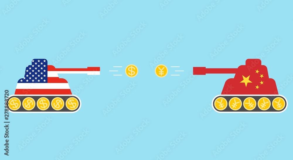 Tank painted USA flag and Tank painted China flag Shooting each other ...