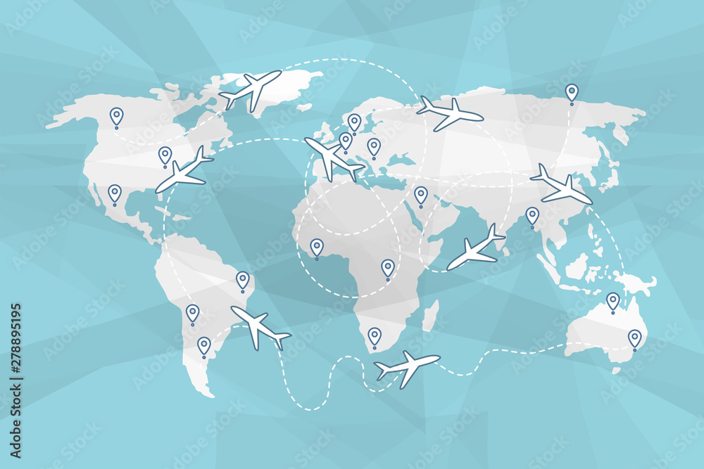 World map with airline routes Stock Vector | Adobe Stock