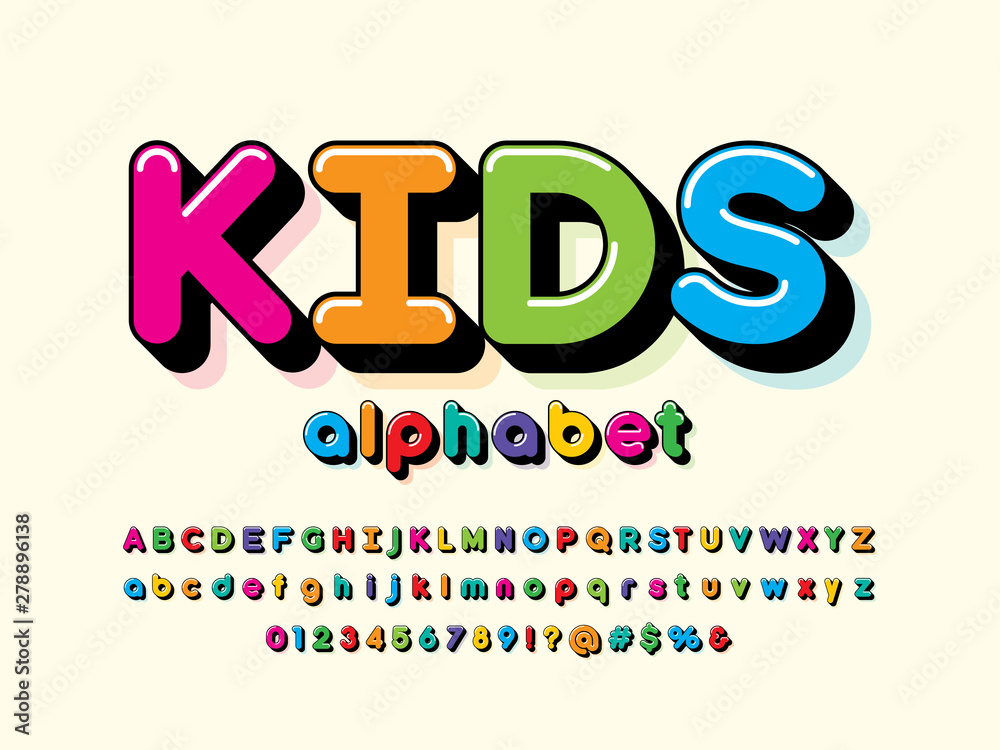 Colorful stylized kids alphabet design Stock Vector | Adobe Stock