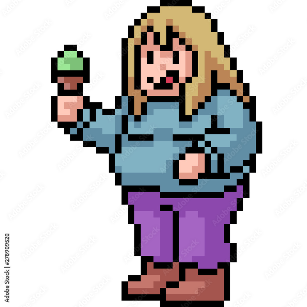 vector pixel art fat girl Stock Vector | Adobe Stock
