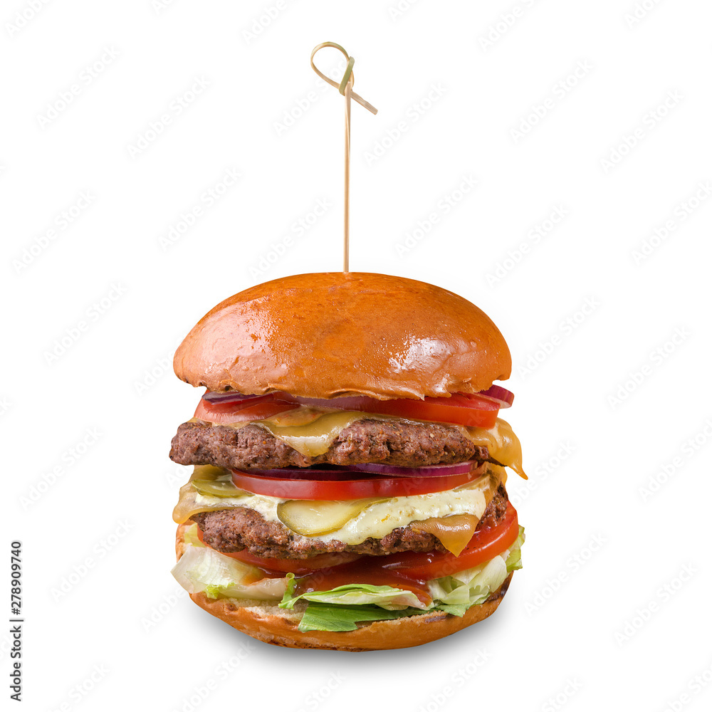 Beef burger isolated white background. For fast food restaurant design ...
