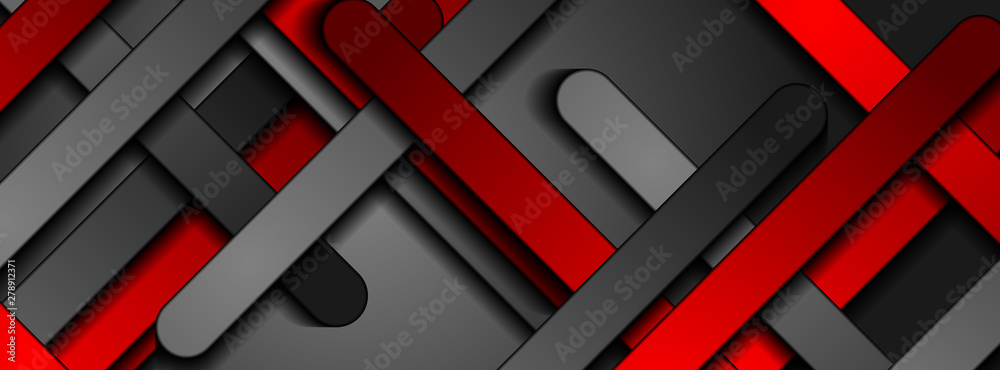 Red and black smooth stripes abstract tech banner design. Corporate ...