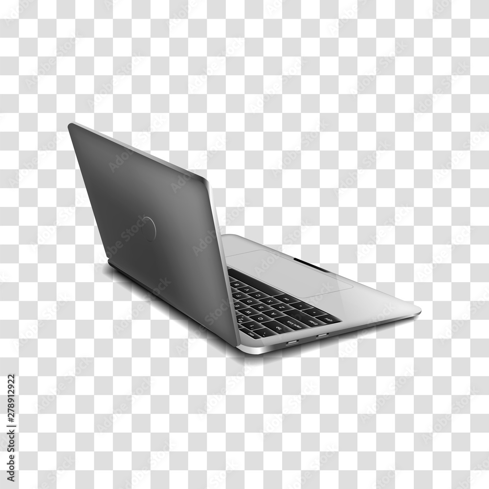 Modern laptops. Realistic mock-up on a transparent background. Rear and ...