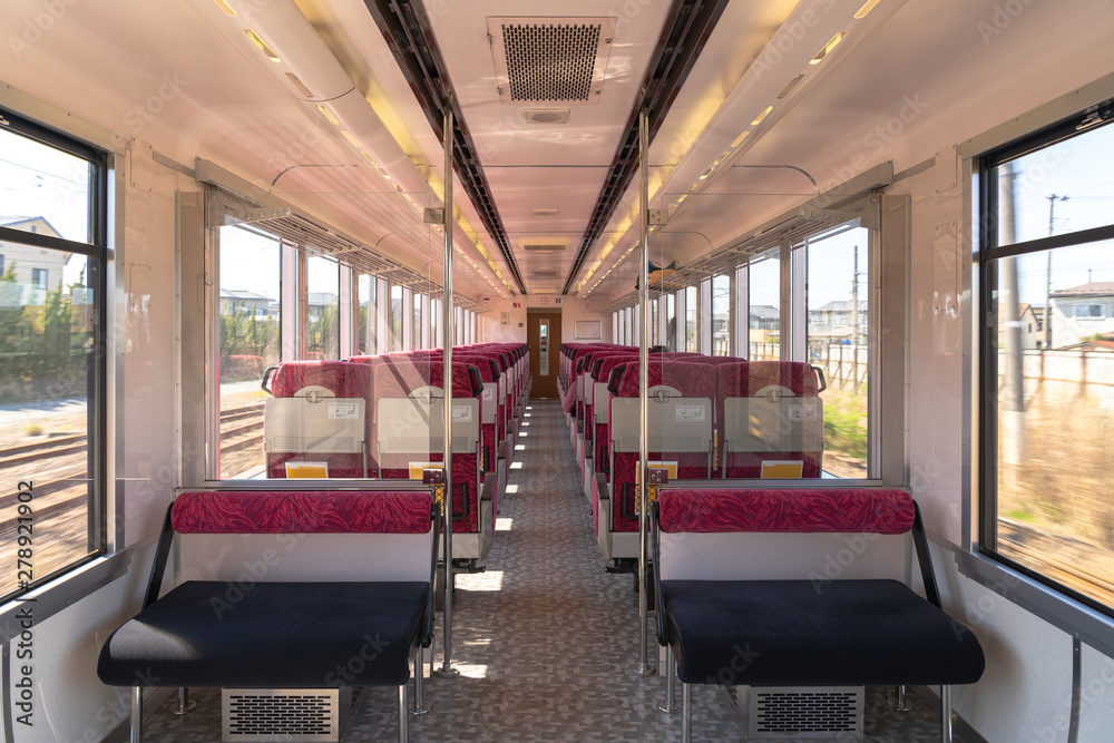Interior of East Japan Railway Gono line Resort Shirakami sightseeing ...