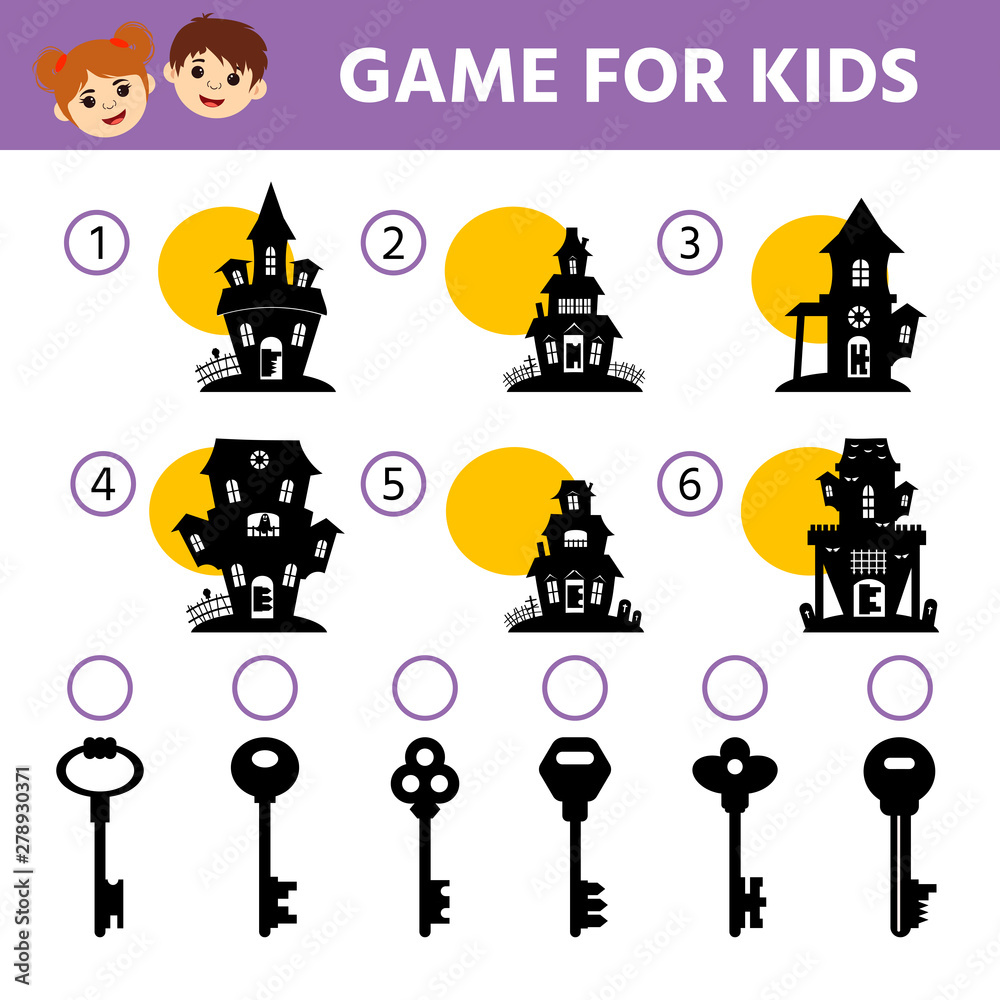 Pick up the key to the lock. Educational matching children game with ...