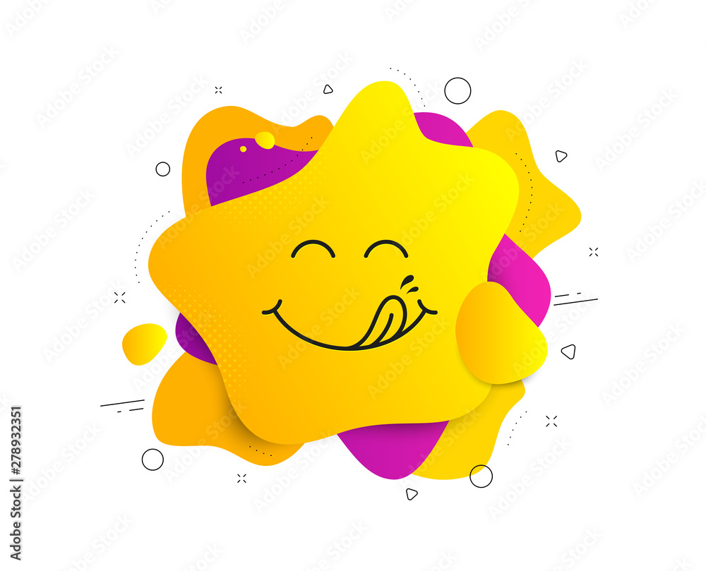 Geometric liquid shape with delicious face. Smile emoji liquid vector ...