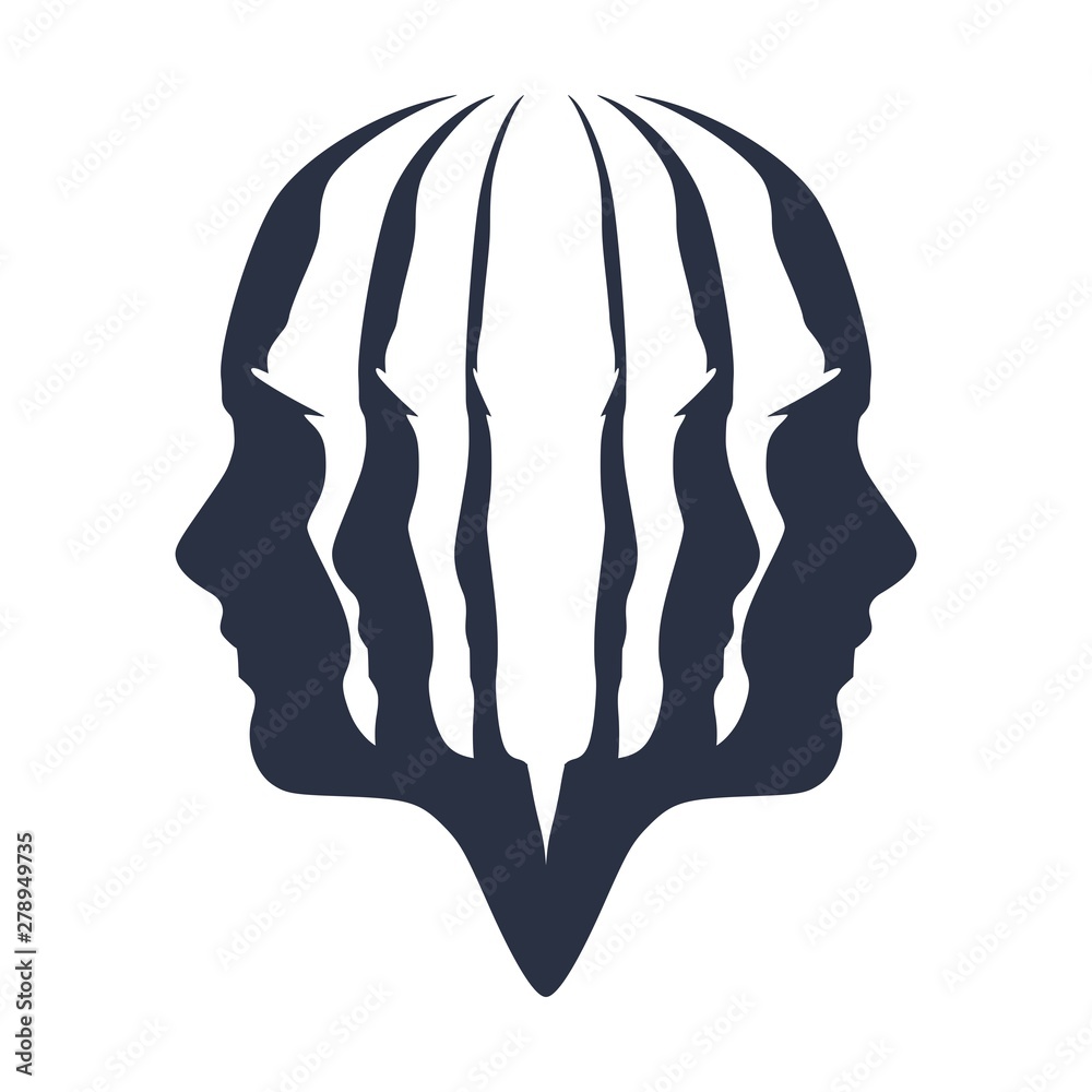 Human avatar profile view. Multi face silhouette. Stock Vector | Adobe ...