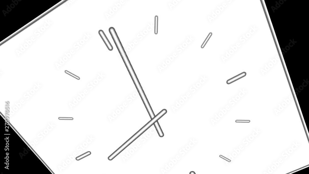 Motion background with rotating cube with spinning clock in 12 hour ...