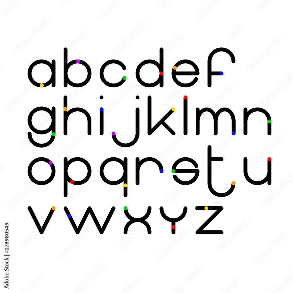 Vector modern geometric circle based lowercase letters font Stock ...