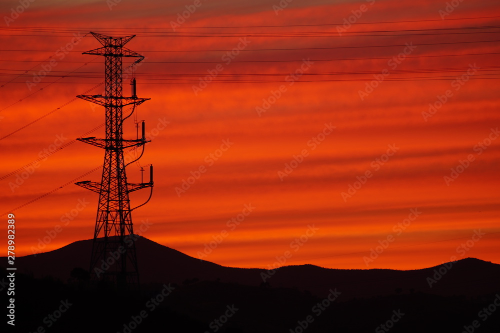 torres electricas de distribucion energia electrica alta tension fondo ...