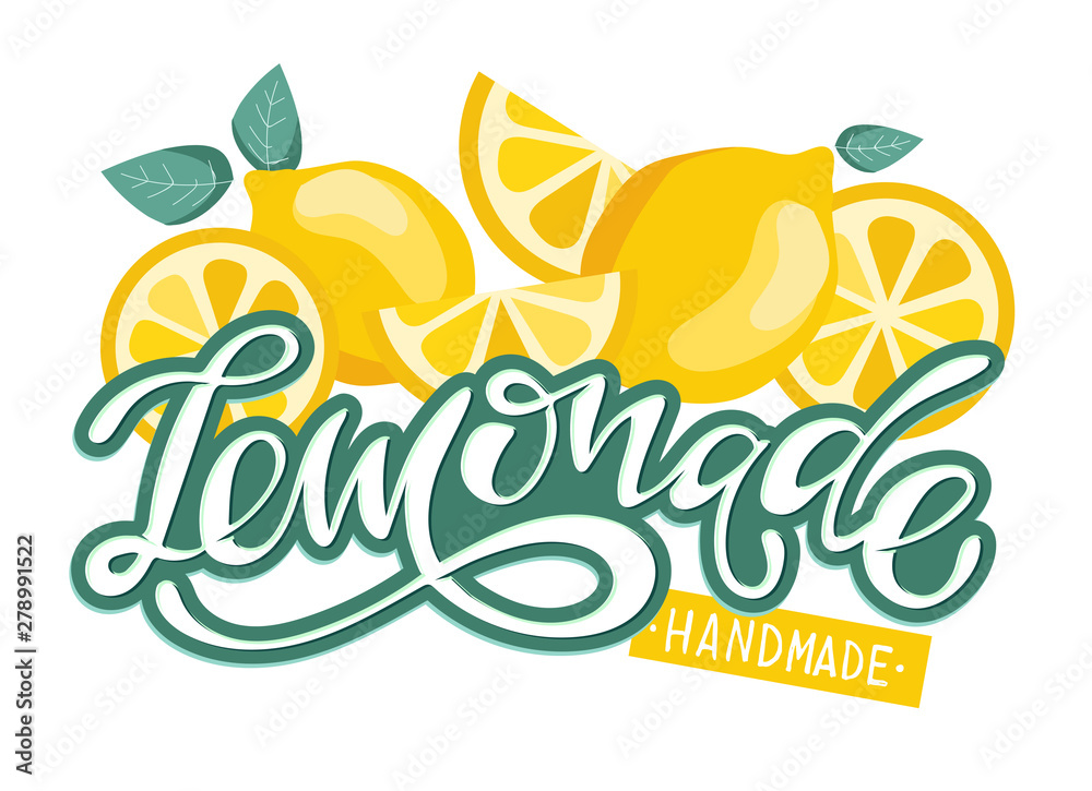 Lemonade hand drawn lettering label poster Stock Vector | Adobe Stock
