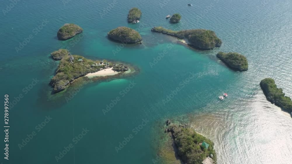 Aerial view of Small islands with beaches and lagoons in Hundred ...