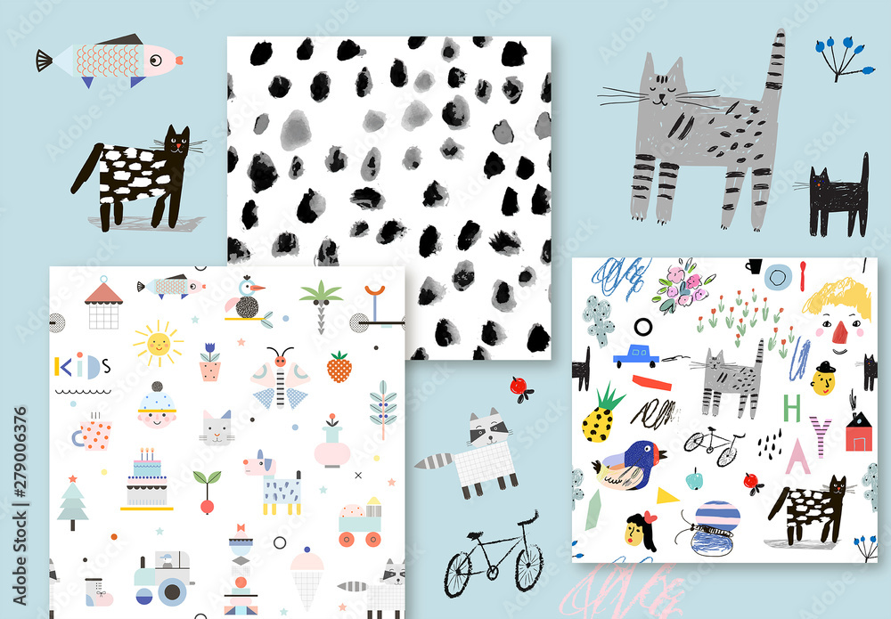 Seamless Patterns for Kids Stock Template | Adobe Stock