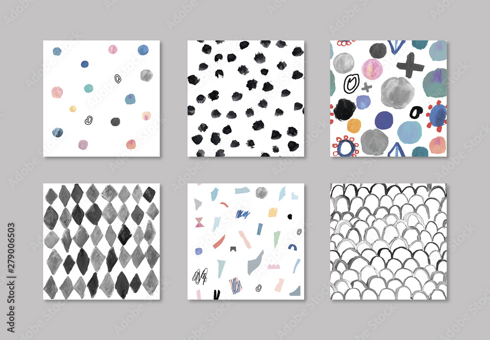 Hand Painted Abstract Seamless Patterns Stock Template | Adobe Stock