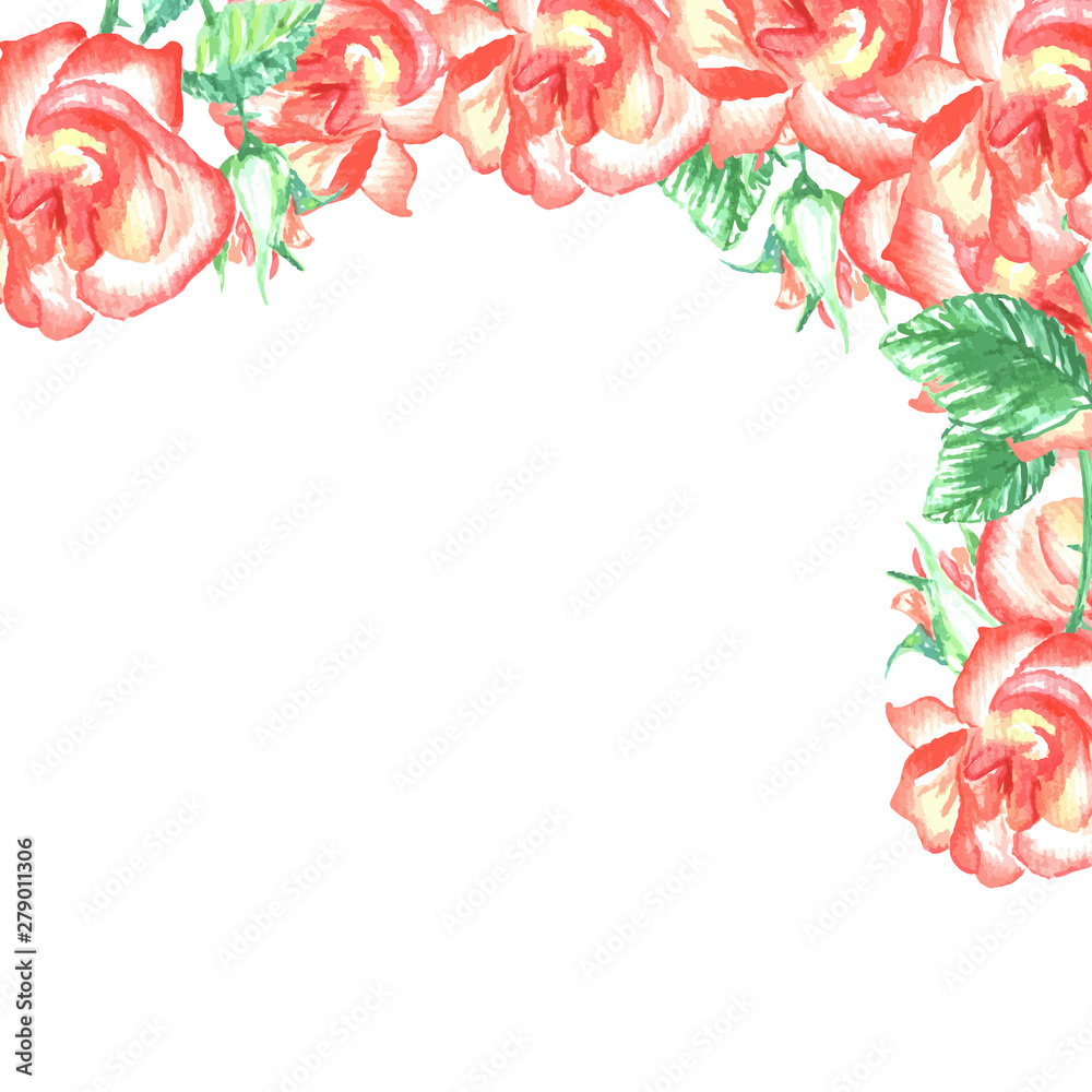 Roses corner border for wedding card and invitation design Stock Vector ...