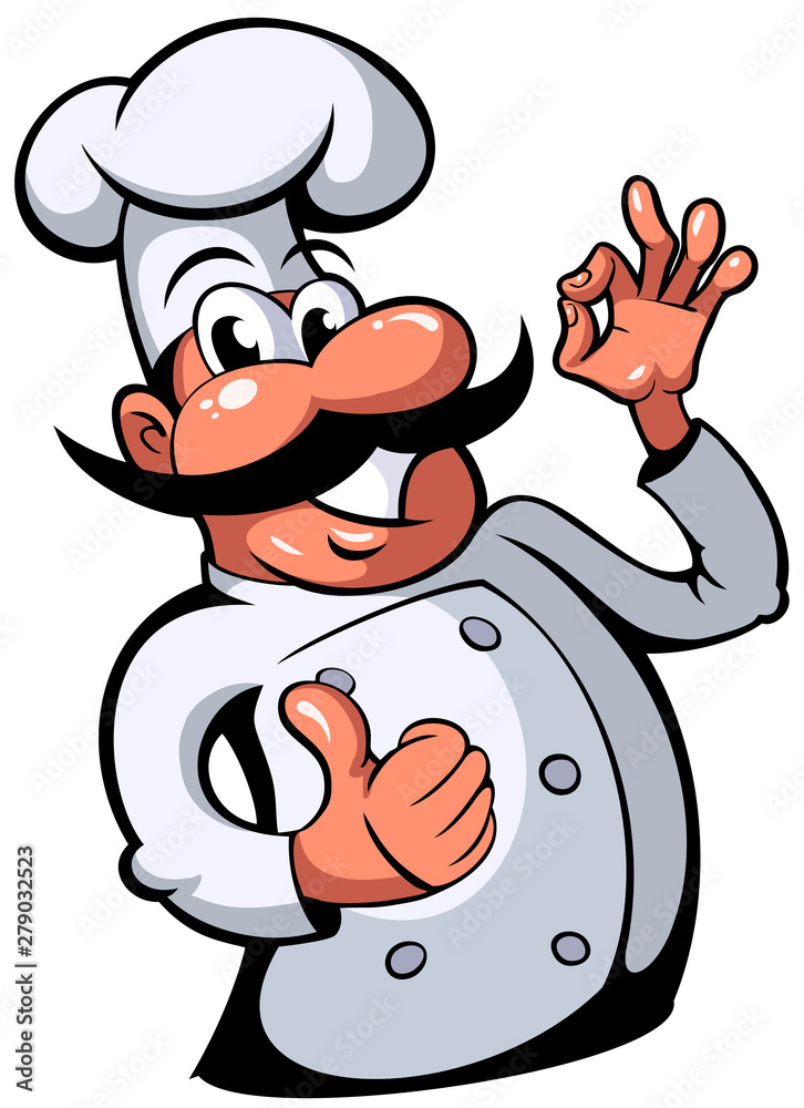 Cartoon style smiling cook in the hat, vector cartoon character. Stock ...