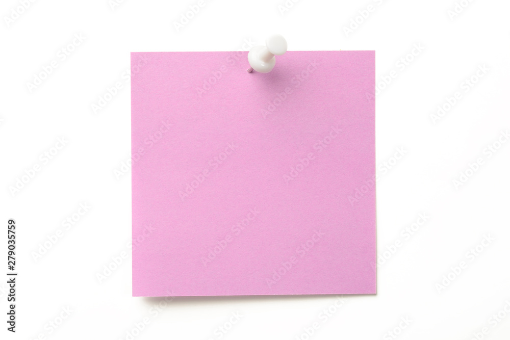 Posit de color rosa y marcador blanco clavado sobre fondo blanco Stock ...