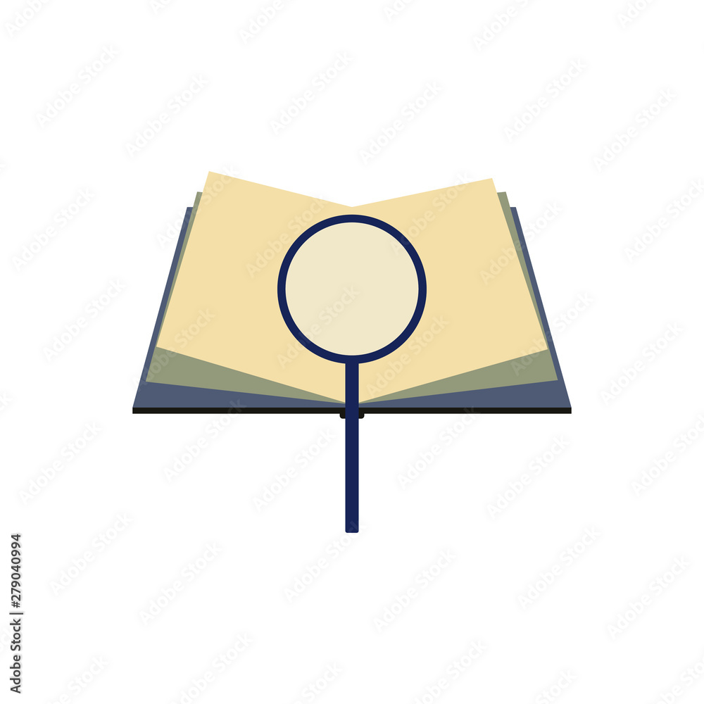 open book with magnifying glass, education, vector logo library Stock ...
