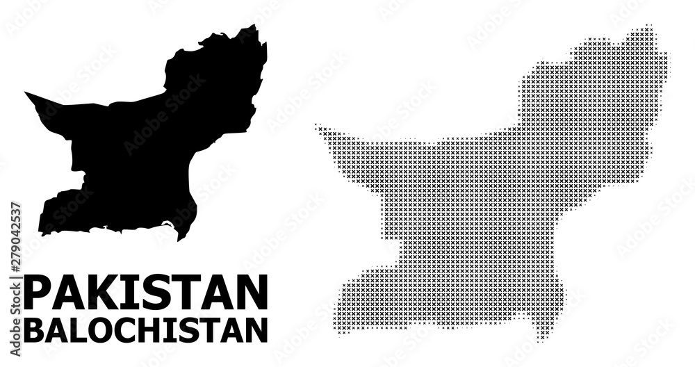 Vector Halftone Pattern and Solid Map of Balochistan Province Stock ...