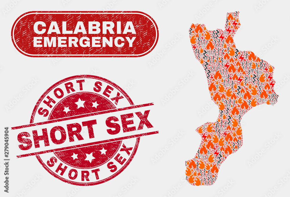Vector Composition Of Danger Calabria Region Map And Red Rounded
