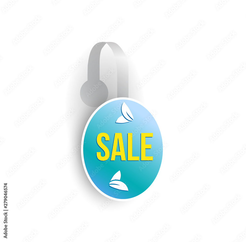 Vector blue oval shape wobbler mockup isolated on white background ...