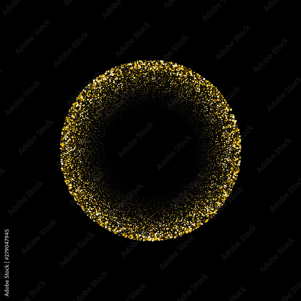 Glitter luxury round golden on black background. Gold glitter circle ...
