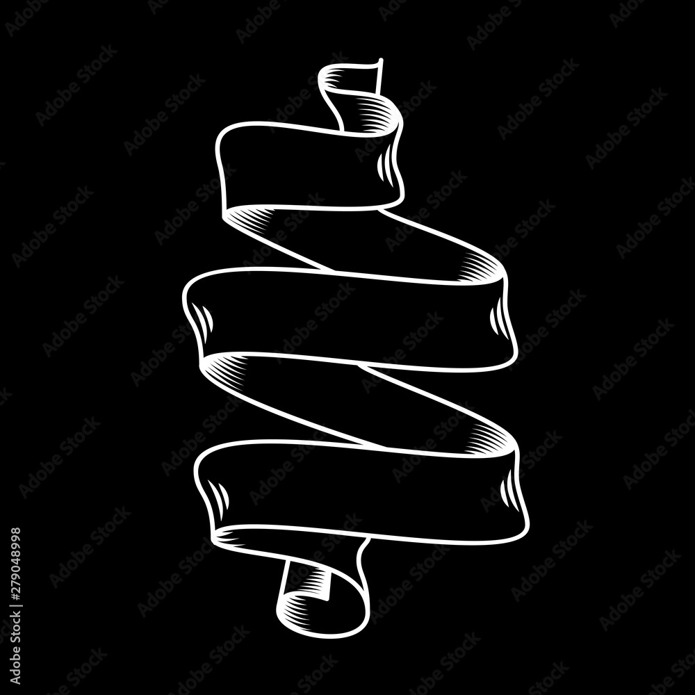 Ribbon Vector Black And White Single