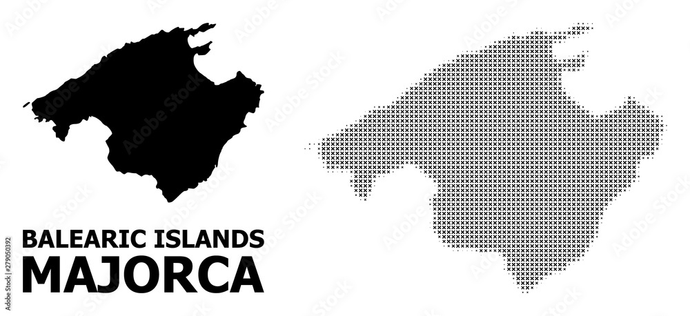 Vector Halftone Pattern and Solid Map of Majorca Stock Vector | Adobe Stock