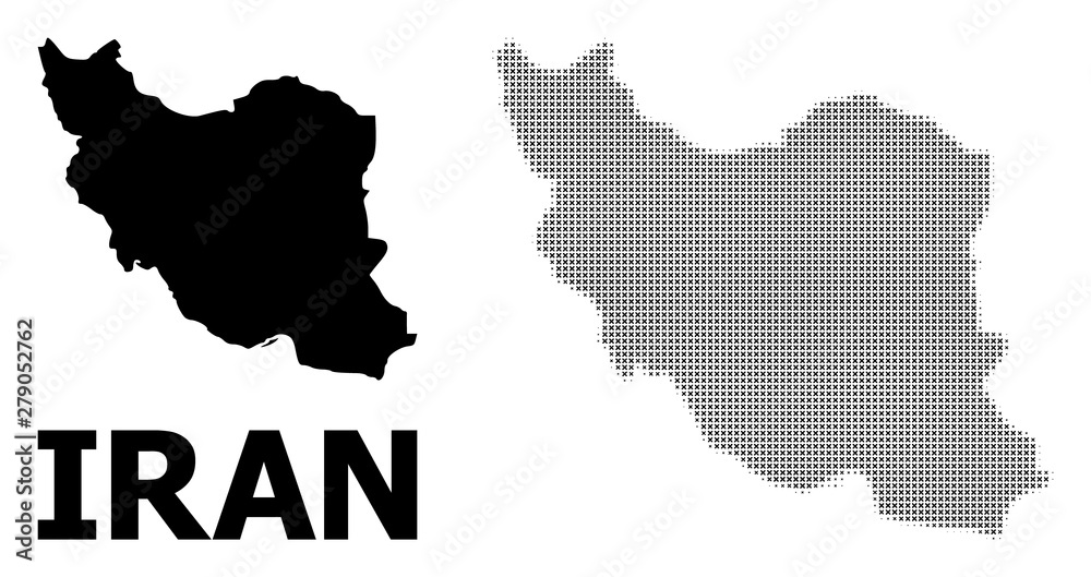 Vector Halftone Pattern and Solid Map of Iran Stock Vector | Adobe Stock