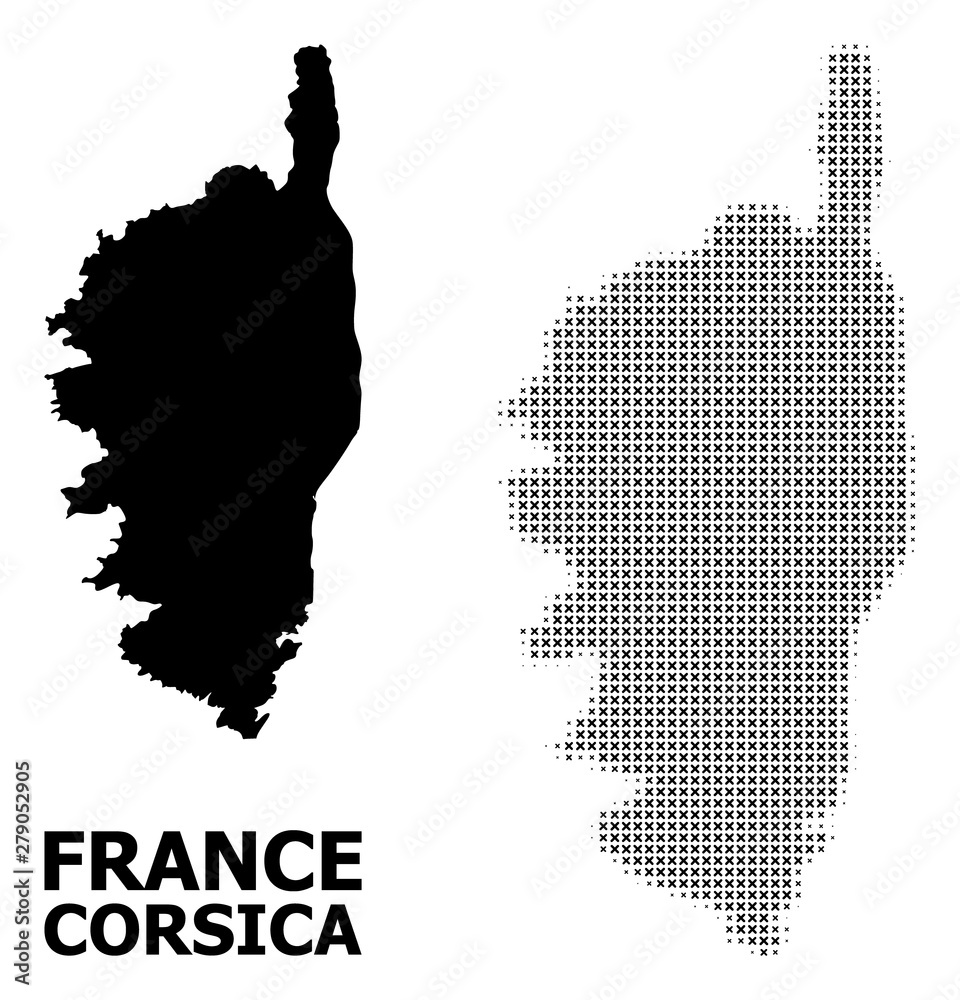 Vector Halftone Pattern and Solid Map of Corsica Stock Vector | Adobe Stock