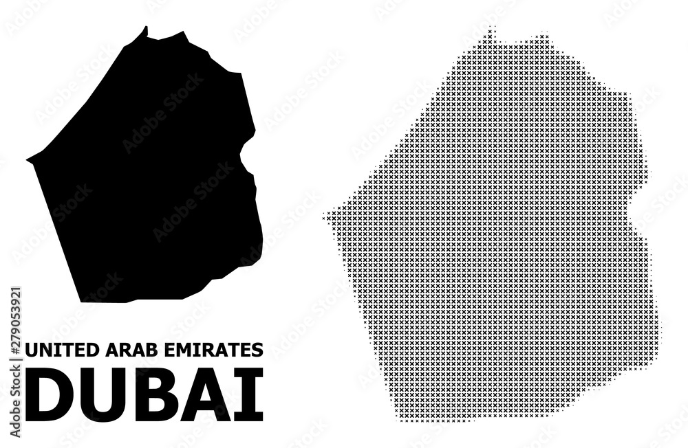Vector Halftone Mosaic and Solid Map of Dubai Emirate Stock Vector ...