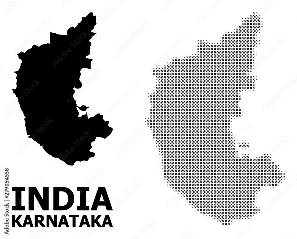 Vector Halftone Pattern and Solid Map of Karnataka State Stock Vector ...