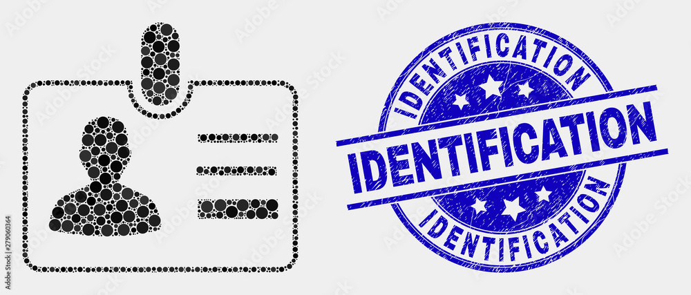 Pixel user id badge mosaic pictogram and Identification stamp. Blue ...