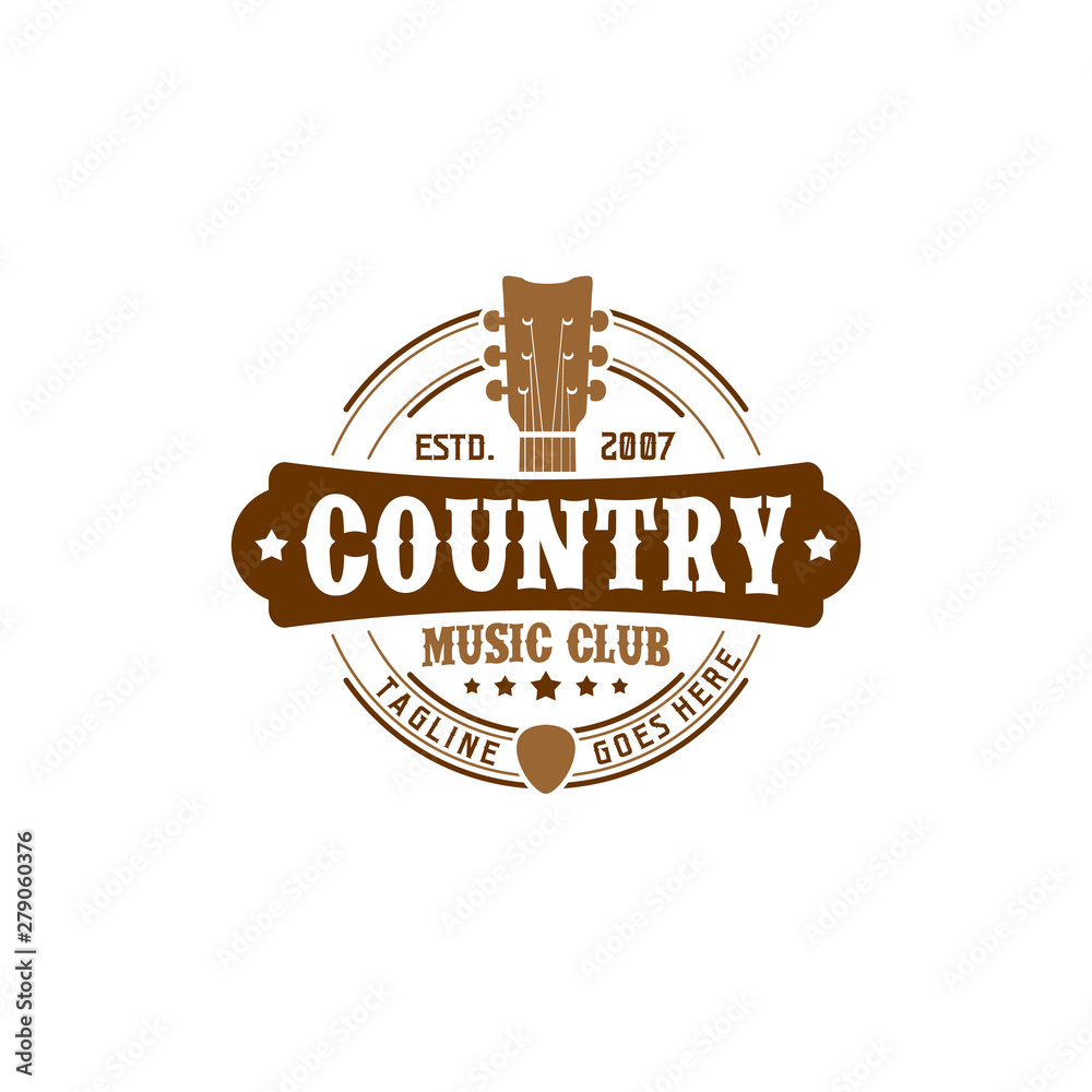 Vector Country Music Club Typography Logo Design Inspiration Stock ...