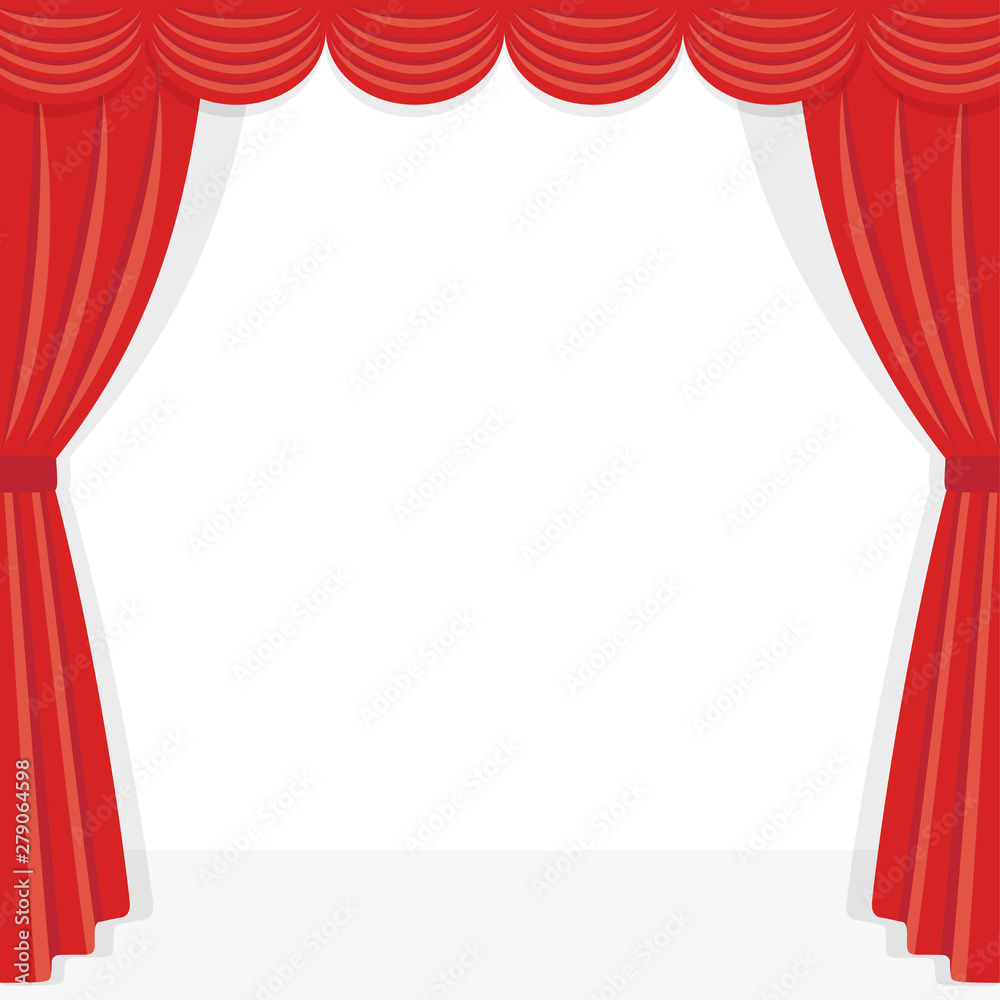 Red stage curtain frame illustration on white background Stock Vector ...