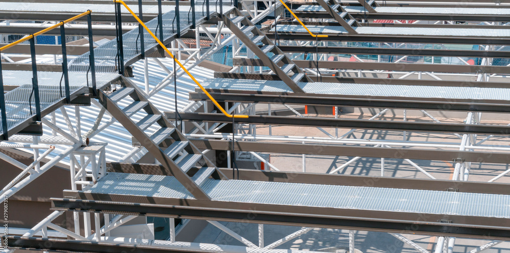 industry steel rooftop walkway grid structure for solar PV module roof ...