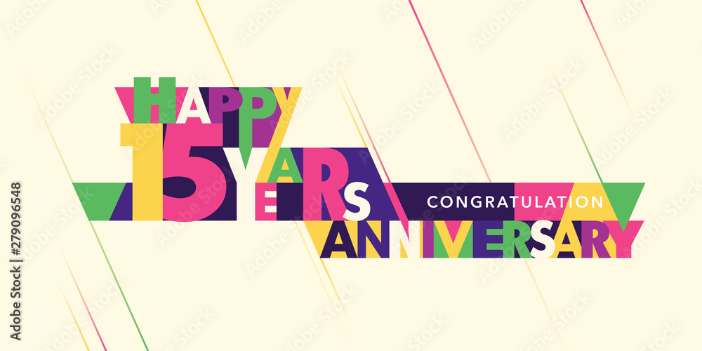 15 years anniversary vector logo, icon. Template banner with modern ...