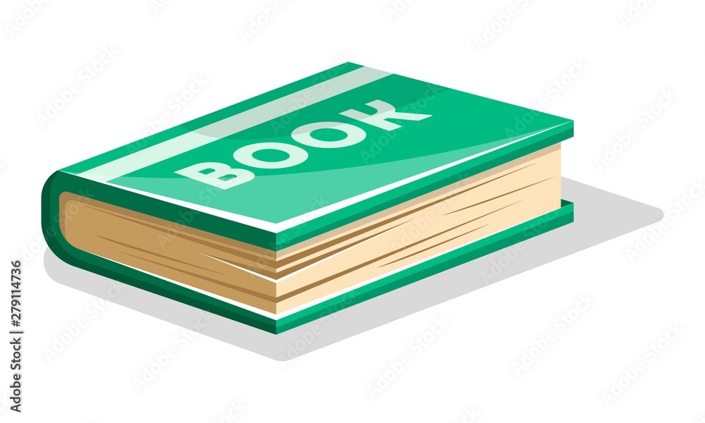 Closed thick green book with lettering Book on hard cover. Vector ...