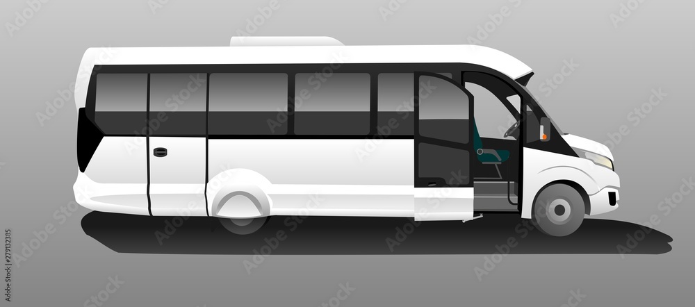 White Bus Side View