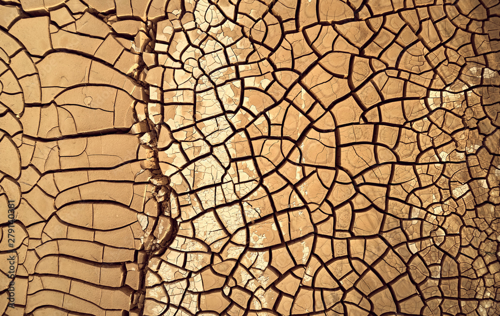 Desert. Aerial view of a beautiful cracks in the ground. texture, deep ...