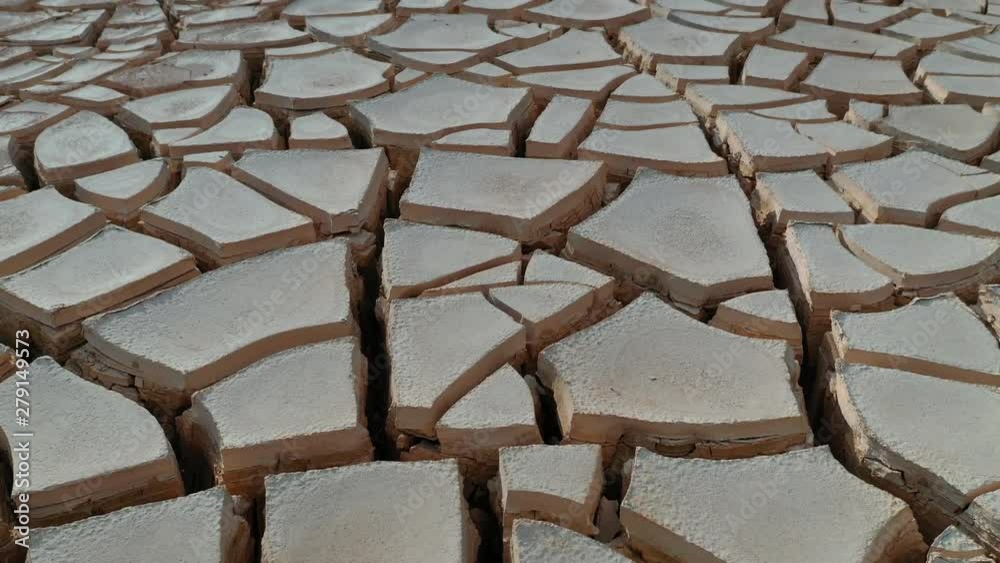 Desert. Aerial view of a beautiful cracks in the ground. texture, deep ...