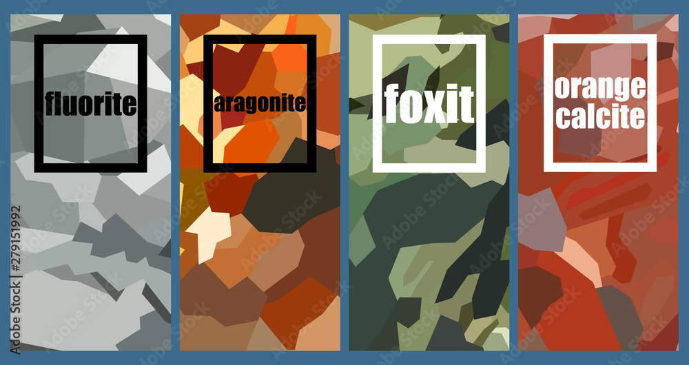 Set of square brochures with the image of the surface of the four ...