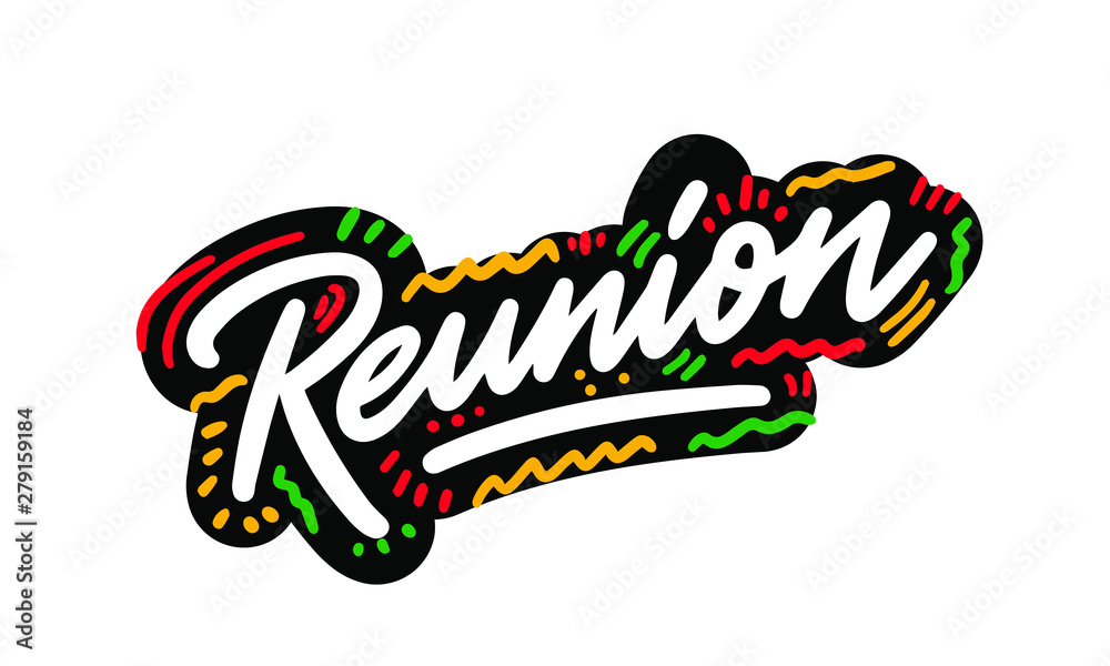 REUNION. Vector illustration. Isolated on white background. Stock ...